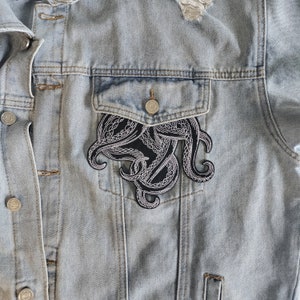 Tentacle Twist // Octopus DIY Embroidered Iron Sew on Patch Squid Kraken Badge Gothic Applique ...