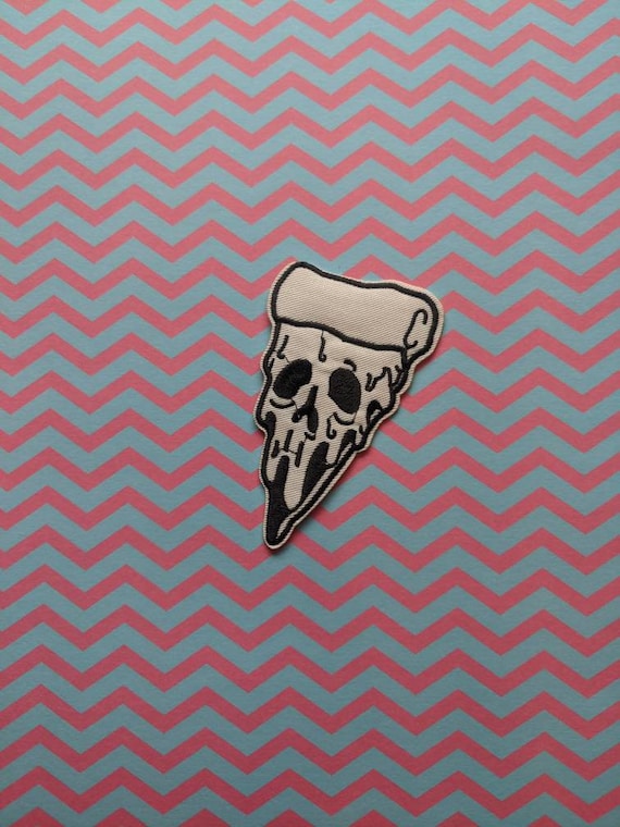 Death by Cheese // Pizza Slice Embroidered Iron Sew on Patch - Etsy