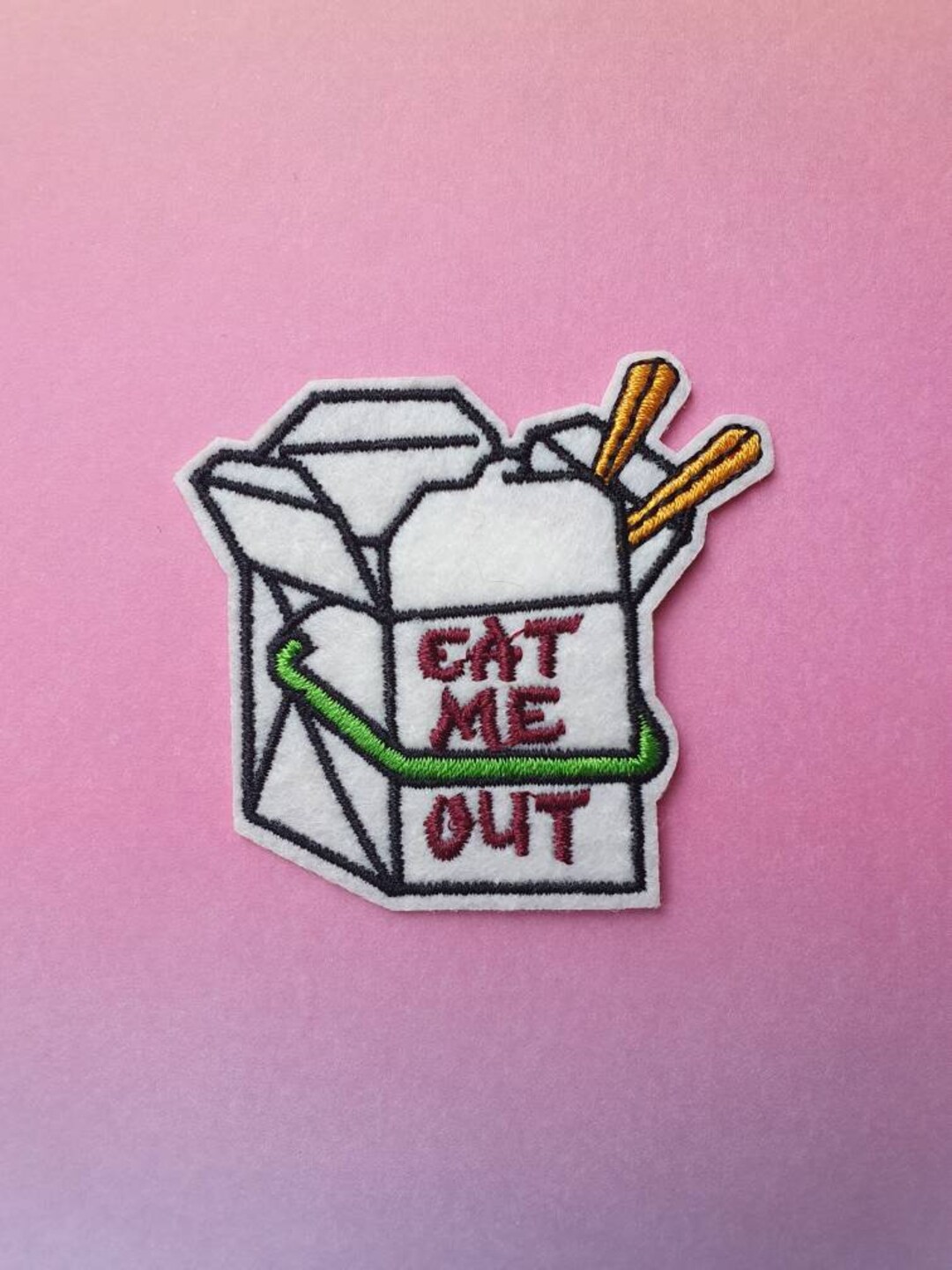 Eat Out // Chinese Noodle Box DIY Embroidered Iron Sew on Patch Funny ...