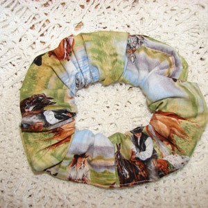 Horse and Rider Fabric Handmade Hair Scrunchies Scrunchie Horses ...
