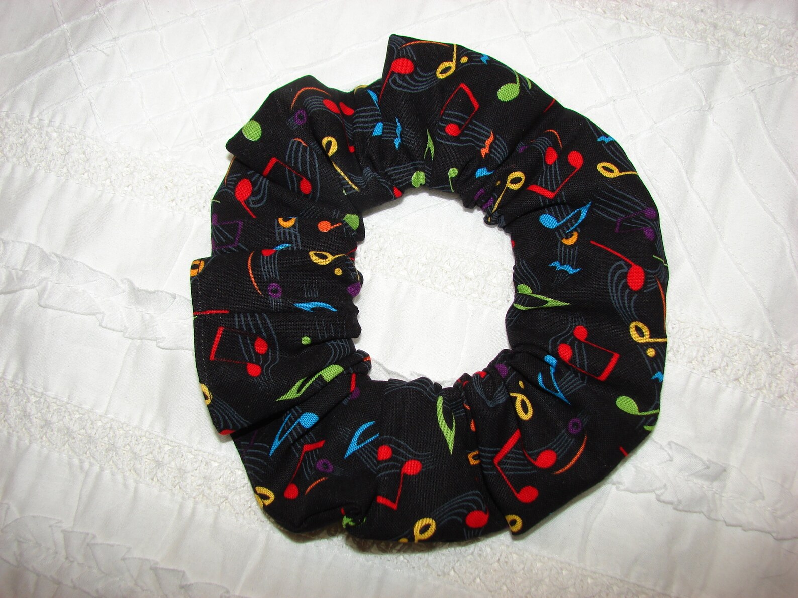 Colorful Musical Notes Black Fabric Hair Scunchie Woman's - Etsy