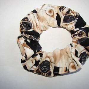 Pug Dog Canine Fabric Hair Scrunchie, Womans Scrunchies, Dogs Puppies ...