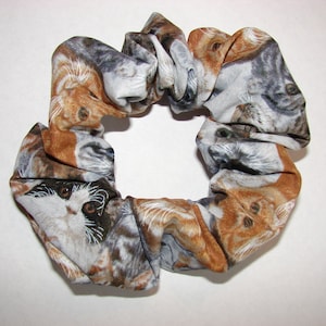 Cats Felines Grey Handmade Fabric Hair Scrunchie, Womans Scrunchies, Cat Lovers Gifts, Women's ...