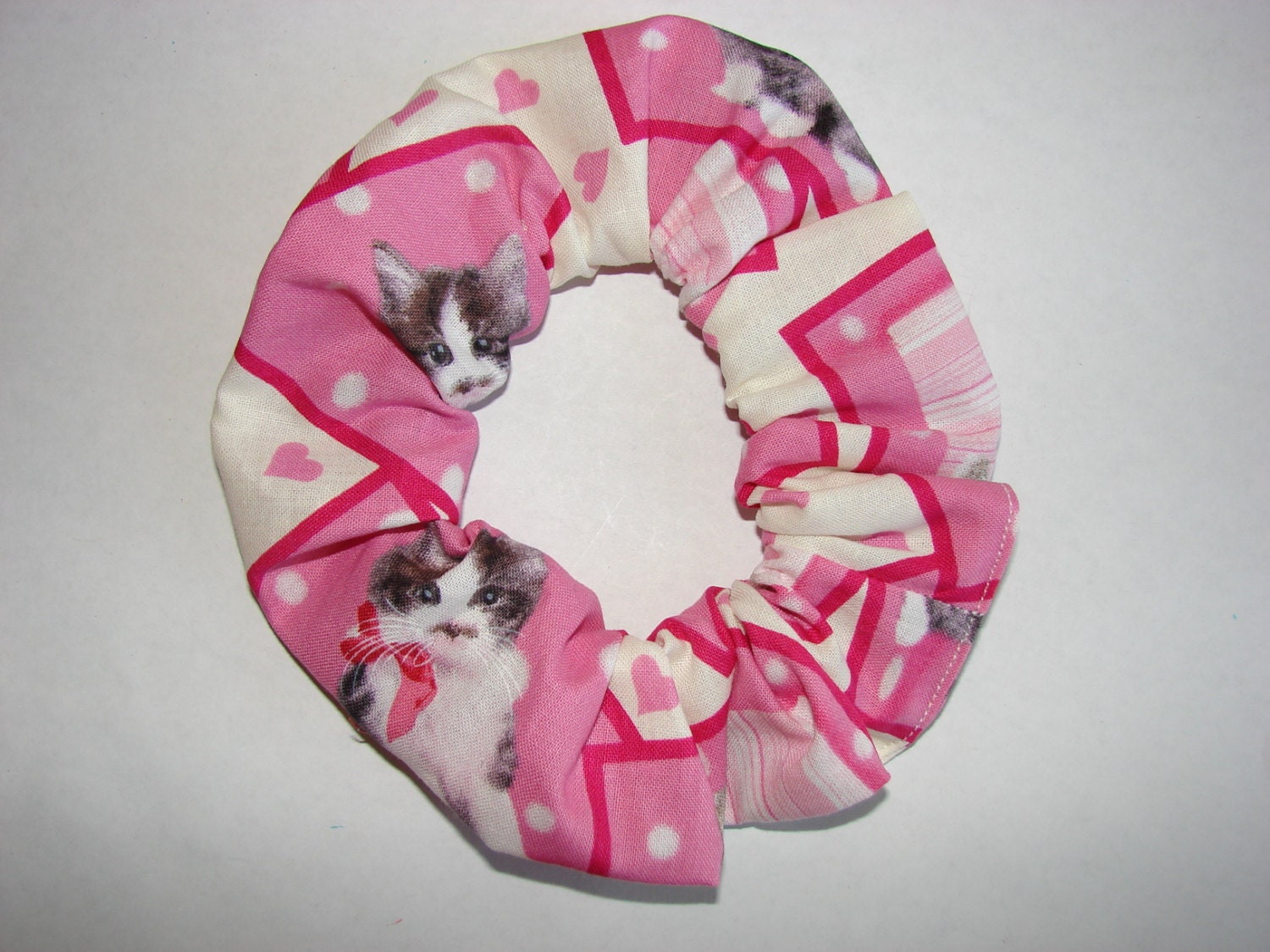 Tabby Kittens Cats Felines Pink Fabric Hair Scrunchie, Womans ...