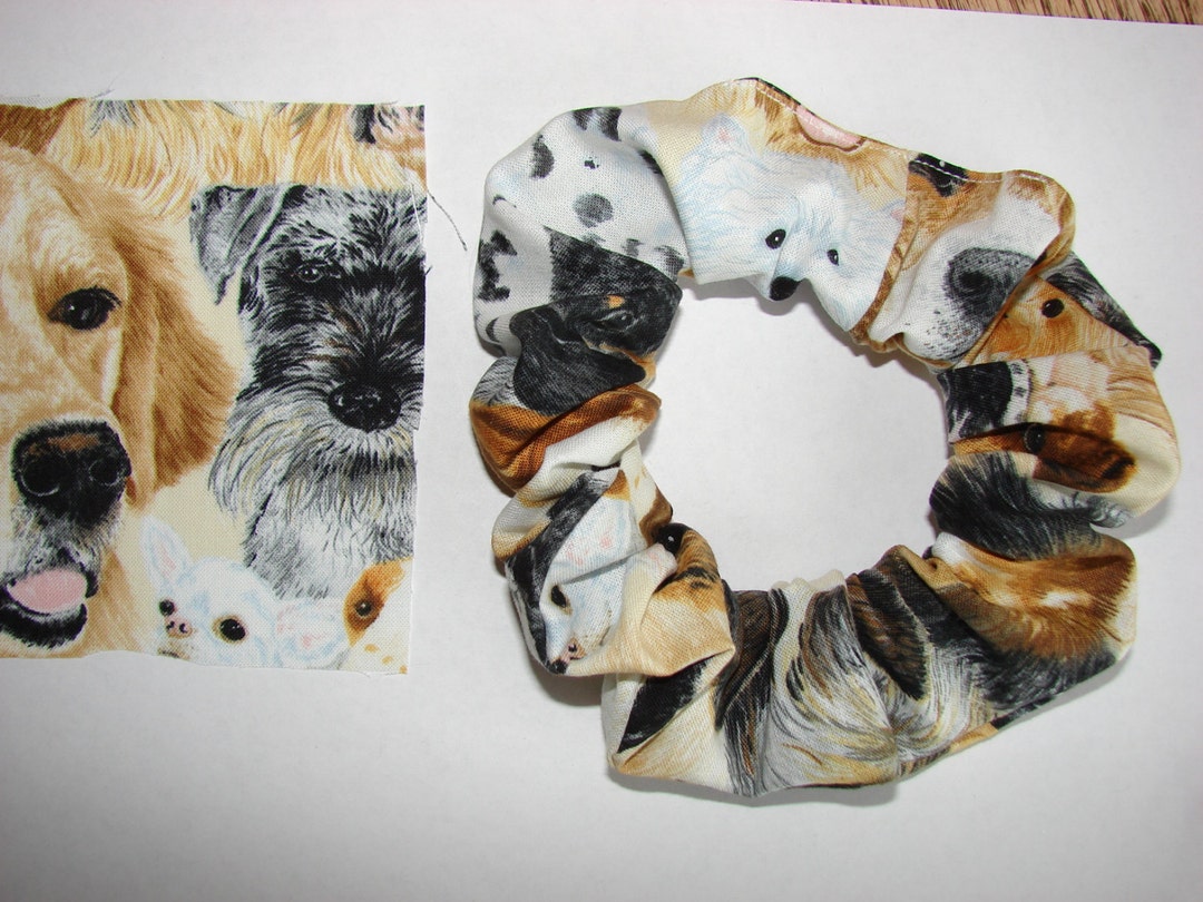Dogs Fabric Hair Scrunchie, Dog Lover Gift, Womans Scrunchies, Women's ...