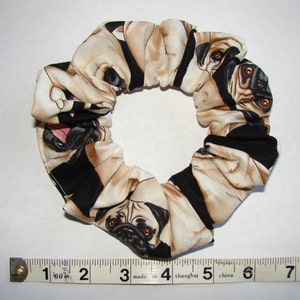 Pug Dog Canine Fabric Hair Scrunchie, Womans Scrunchies, Dogs Puppies ...