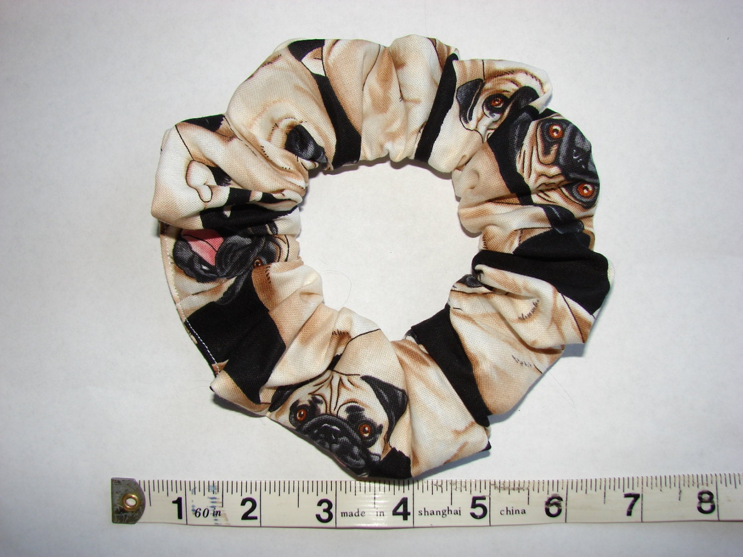Pug Dog Canine Fabric Hair Scrunchie, Womans Scrunchies, Dogs Puppies ...