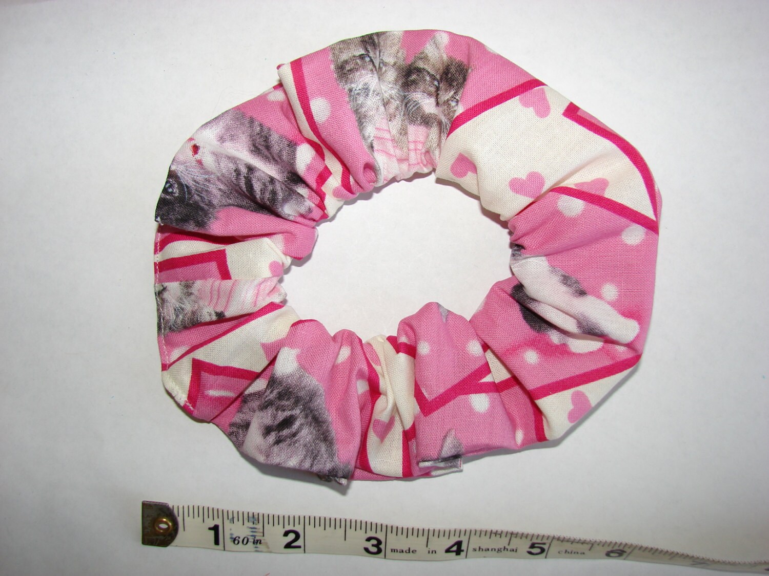Tabby Kittens Cats Felines Pink Fabric Hair Scrunchie, Womans ...