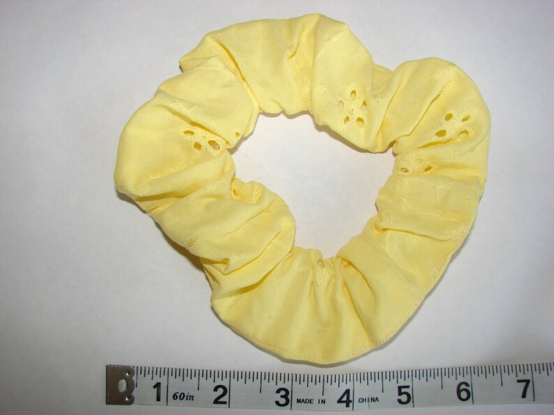 Pastel Yellow Eyelet Fabric Hair Scrunchie, Girls Scrunchies, Cottage ...