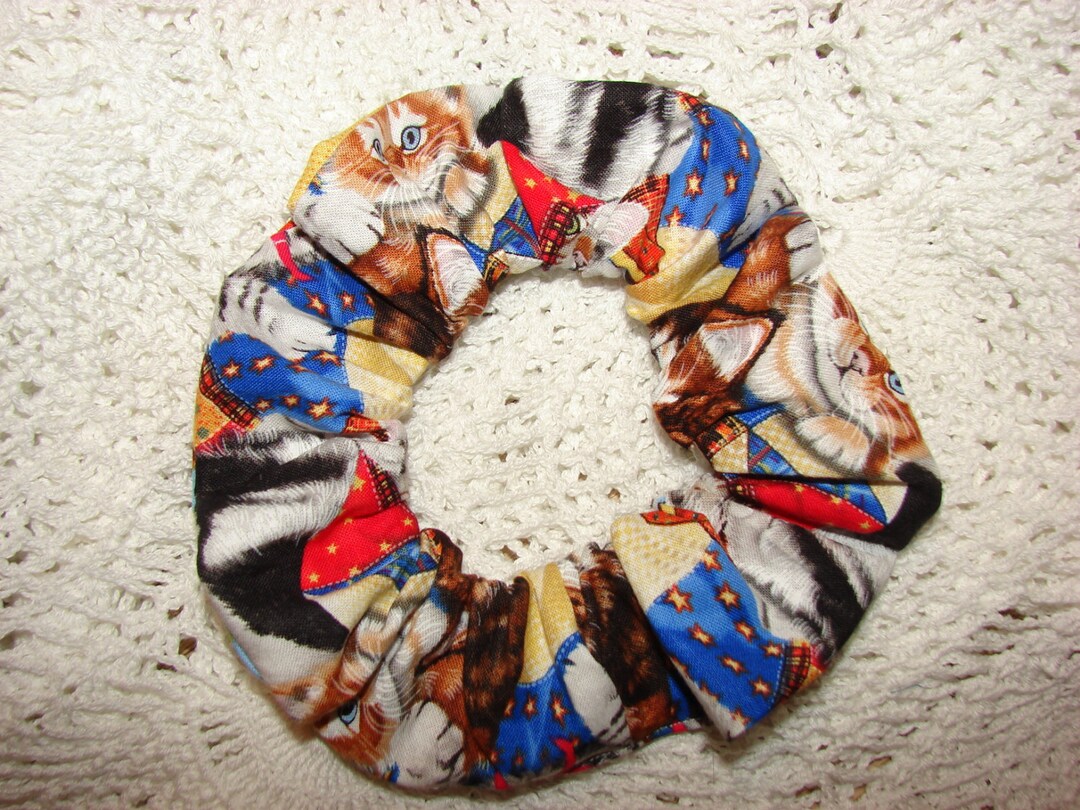 Cats Felines Quilt Fabric Hair Scrunchie, Women's Scrunchies, Gifts for ...