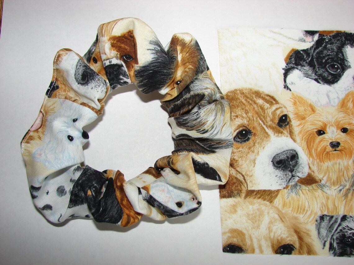 Dogs Fabric Hair Scrunchie Dog Lover Gift Womans Scrunchies - Etsy