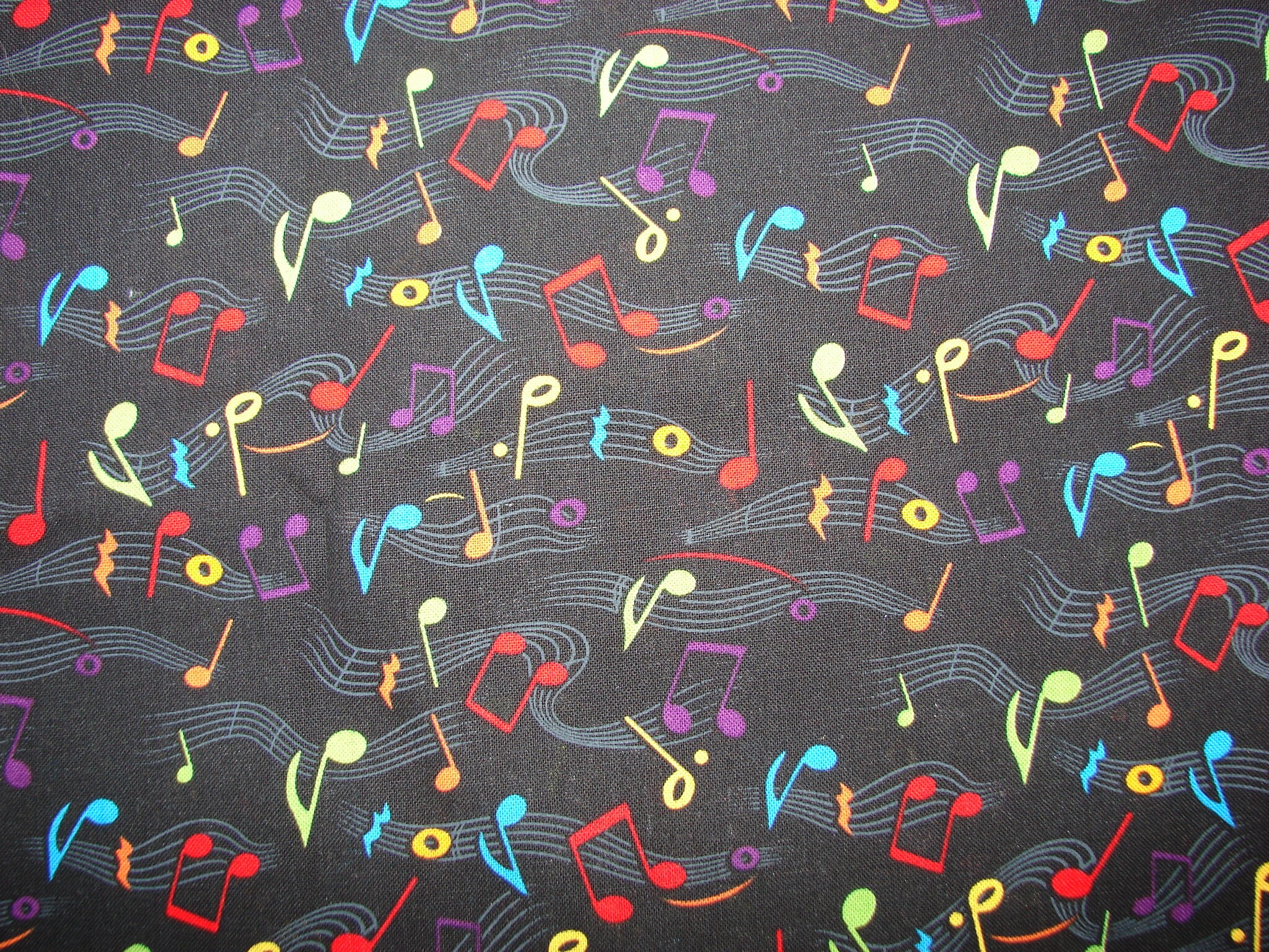 Colorful Musical Notes Black Fabric Hair Scunchie Woman's - Etsy
