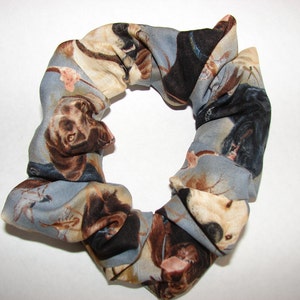Labrador Retriever Dog Canine Fabric Handmade Hair Scrunchie, Black ...