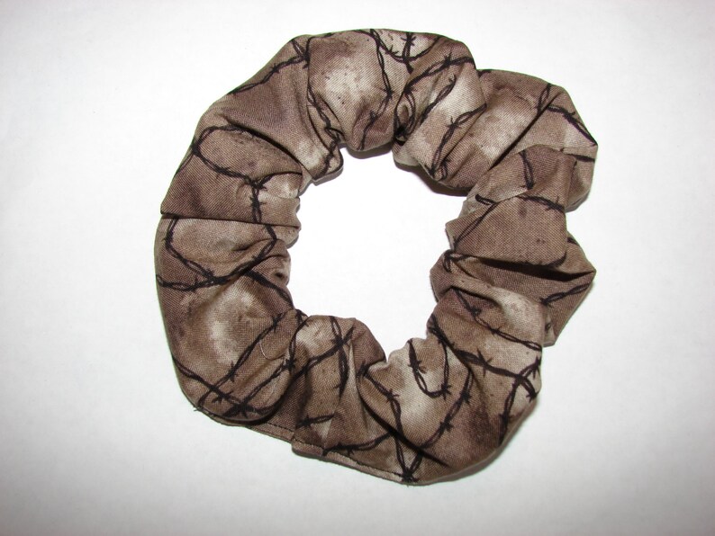 Cowboy Ranch Barb Wire Horse Fabric Hair Scrunchie, Women's Accessories ...