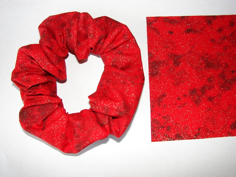 Red Marble Sparkle Fabric Hair Scrunchie, Womans Scrunchies, Women's ...