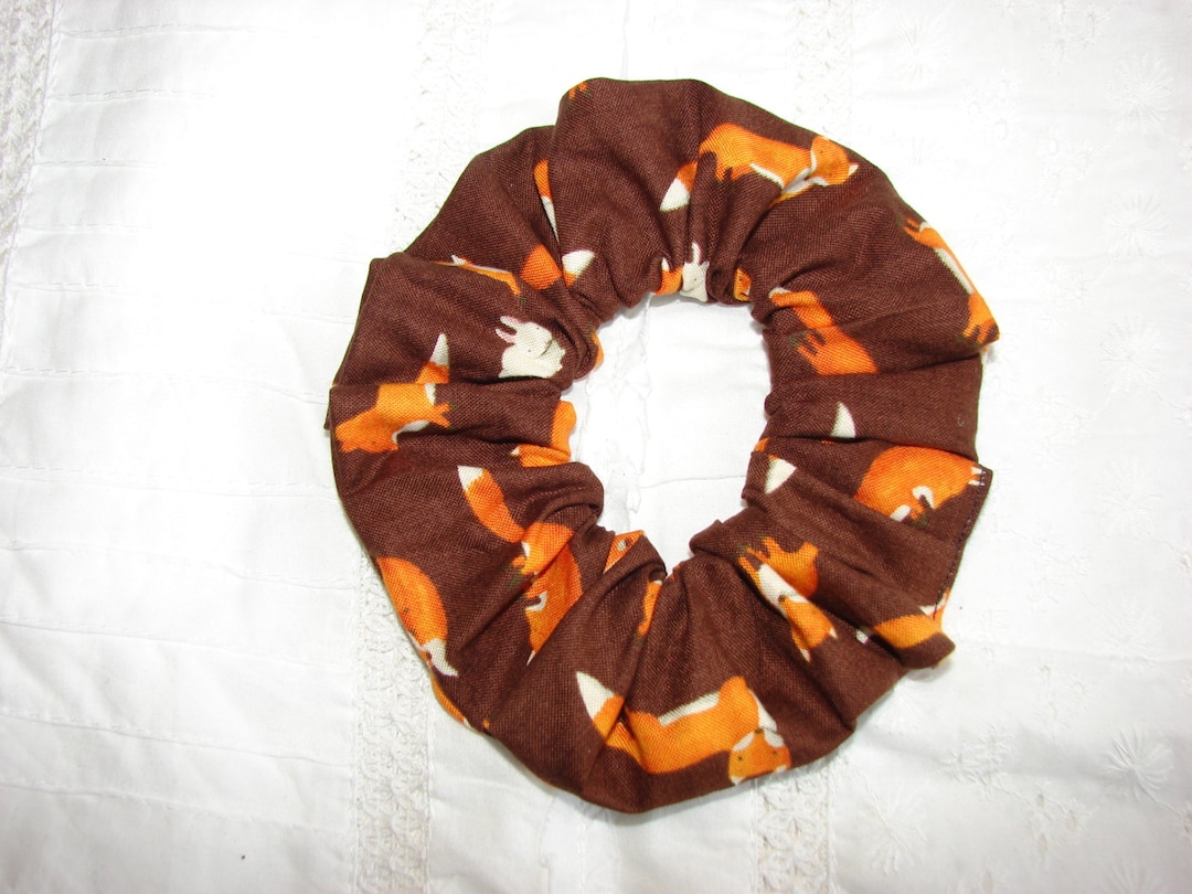 Fox Brown Fabric Handmade Hair Scrunchies, Frolicing Foxes, Forest ...