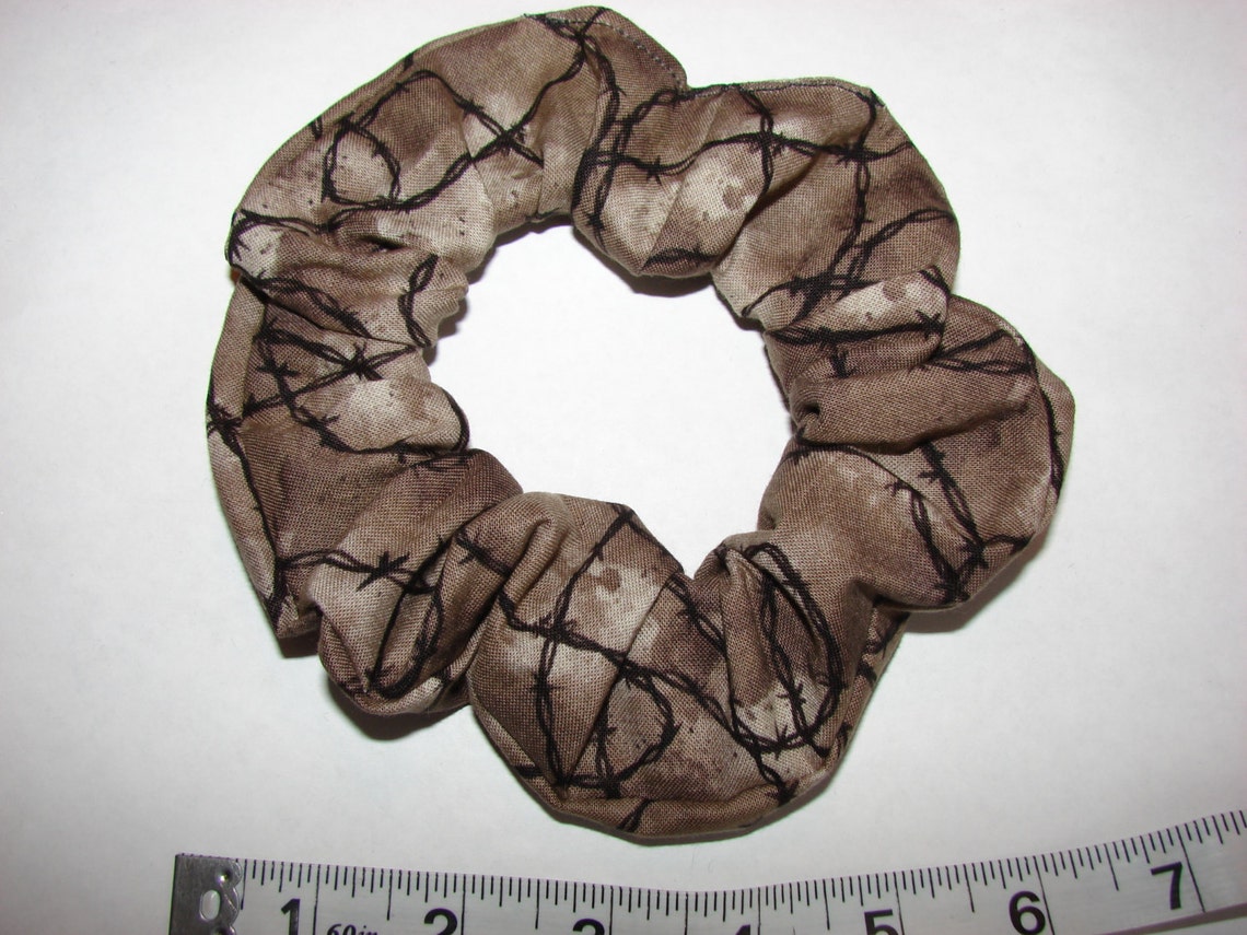 Cowboy Ranch Barb Wire Horse Fabric Hair Scrunchie, Women's Accessories ...