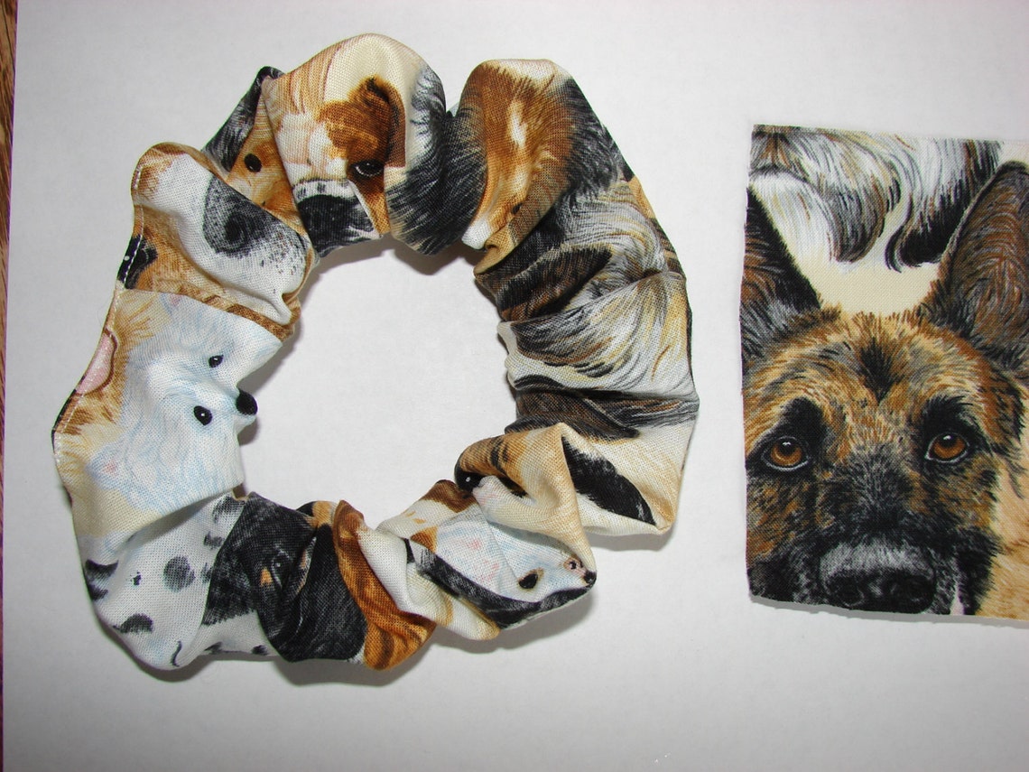 Dogs Fabric Hair Scrunchie Dog Lover Gift Womans Scrunchies - Etsy