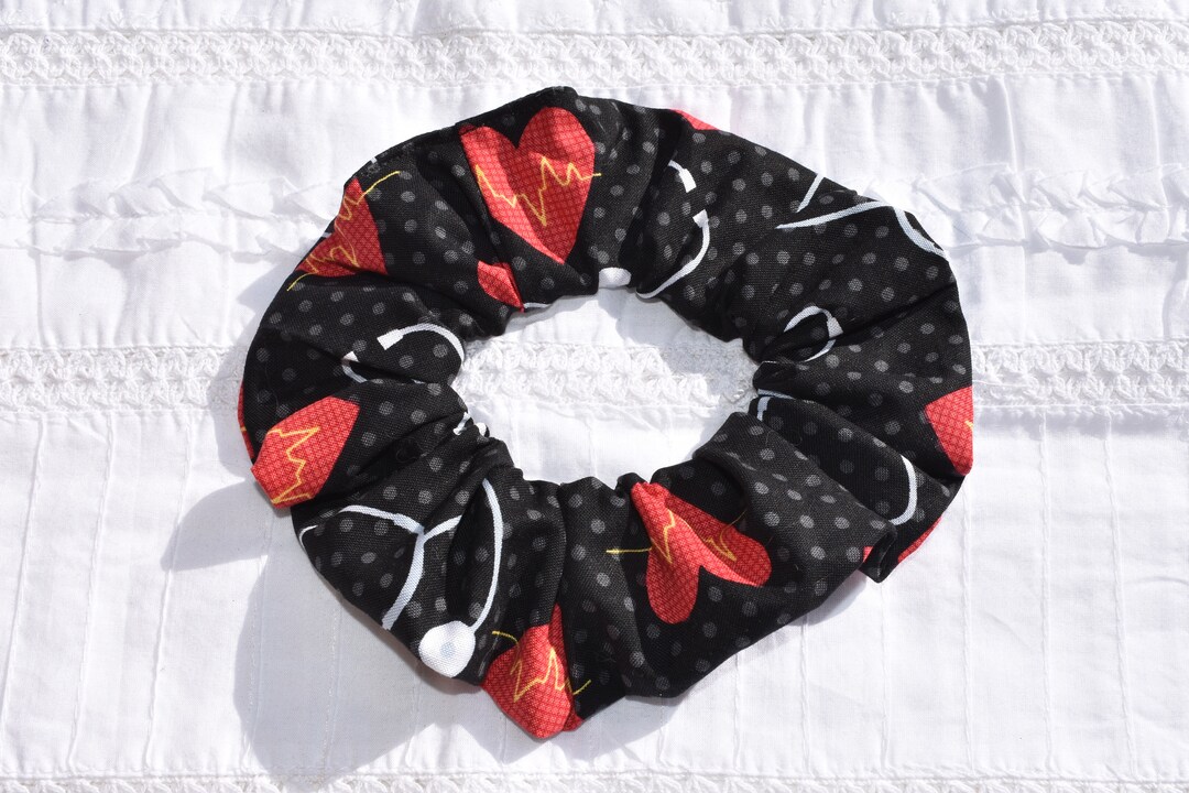 Nurse Doctor Stethoscope Heroes EKG Fabric Hair Scrunchie, Womans ...
