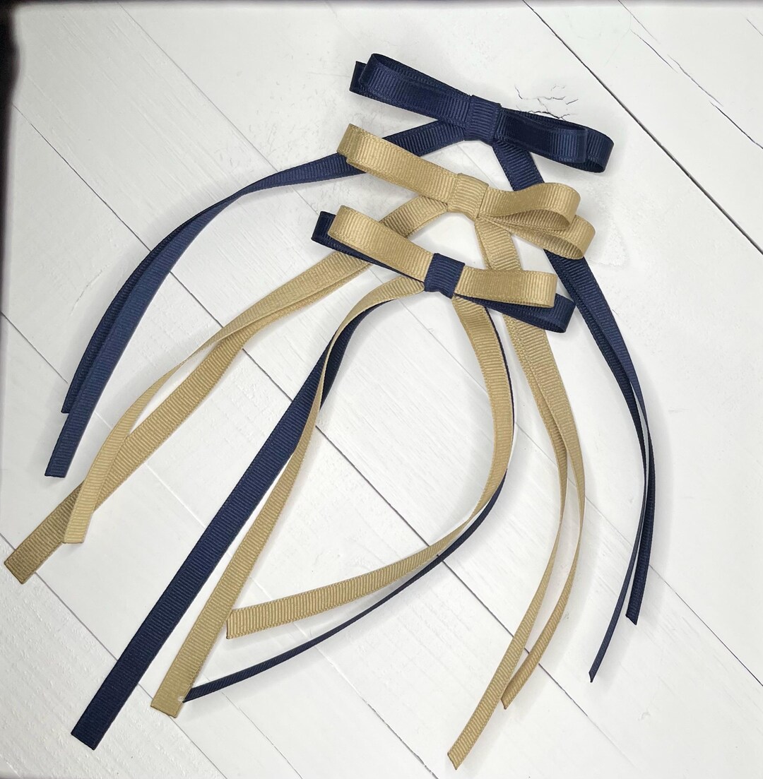 Navy Blue/khaki School Uniform Bow Set, Hair Bows, Back to School Bow ...