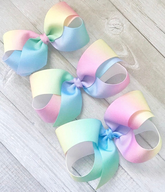 Pastel Rainbow Hair Bow Hair Bows Pastel Ombre Rainbow Bow | Etsy