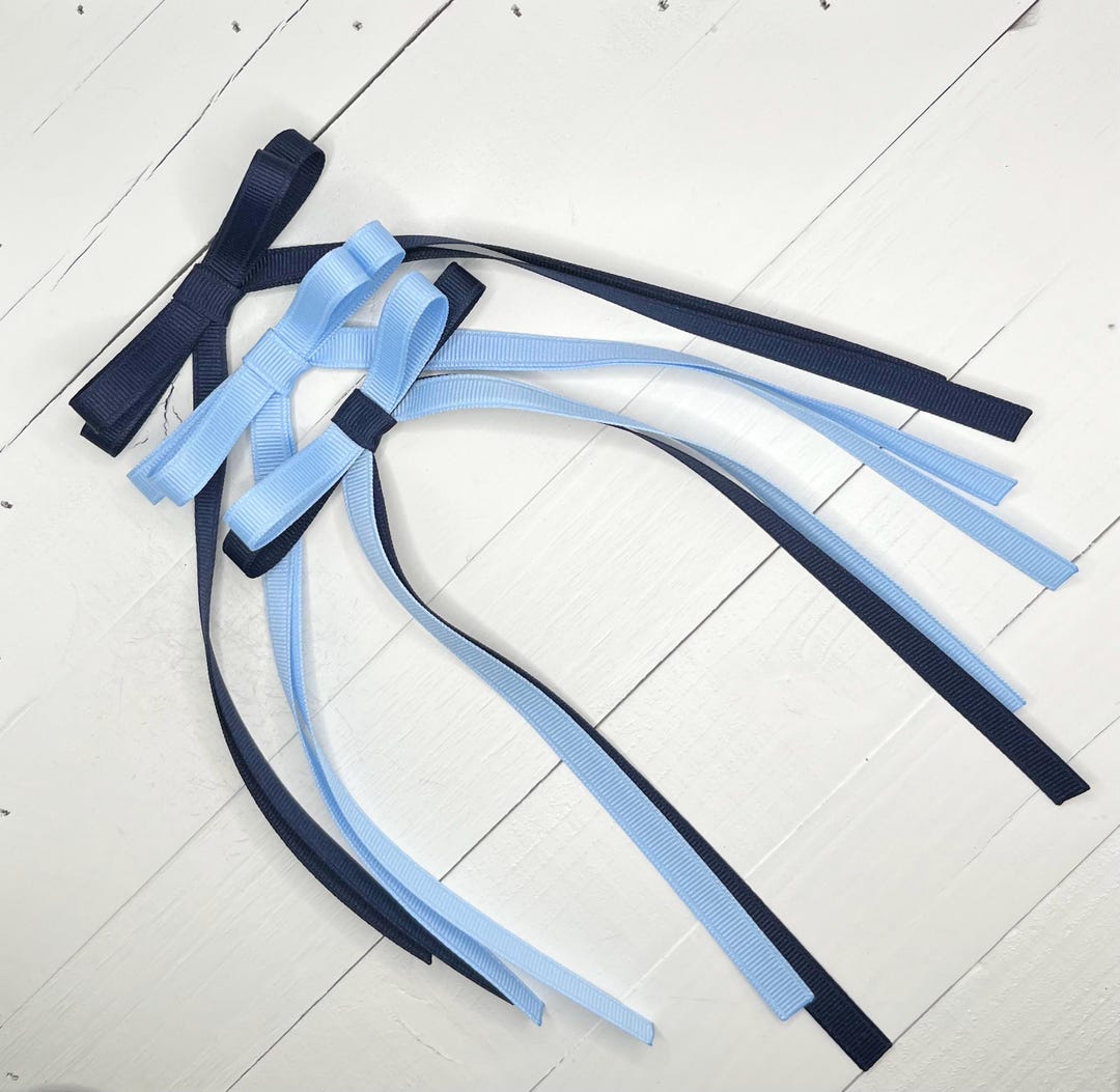 Navy/light Blue School Uniform Bows, Hair Bows, Back to School Bows ...