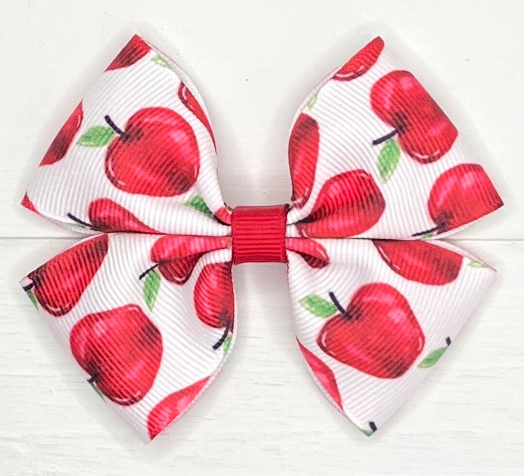 Red Apples School Hair Bow, Back to School Hair Bow, Preschool Bow ...