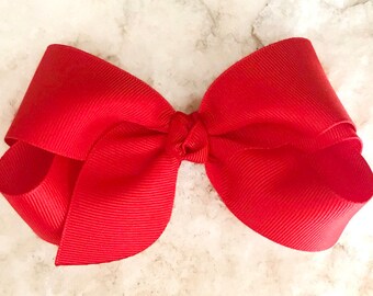 Big Red Satin Hair Bow, Hair Bow, Baby Headband, Toddler Headband, Hair ...