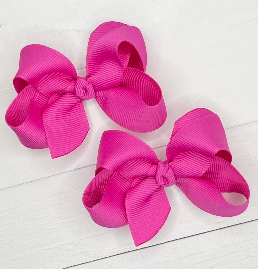 Wild Berry Pink Hair Bow, Bows for Girls, School Pigtail Bows, Girls ...