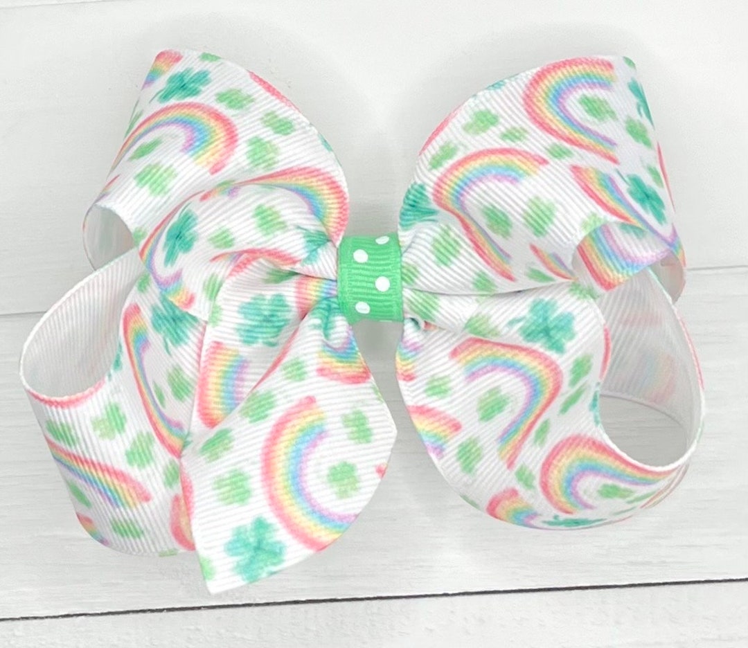 St Patricks Day Green Shamrock Bow, Hair Bows, Lucky Charms Bow Clip ...