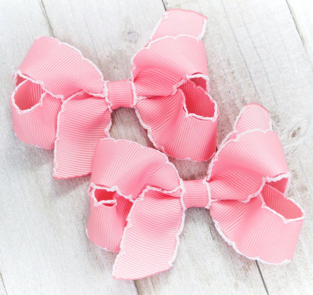 Pink Moonstitch Hair Bow, Hair Bows, Bows for Girls, Girls Hair Bow ...