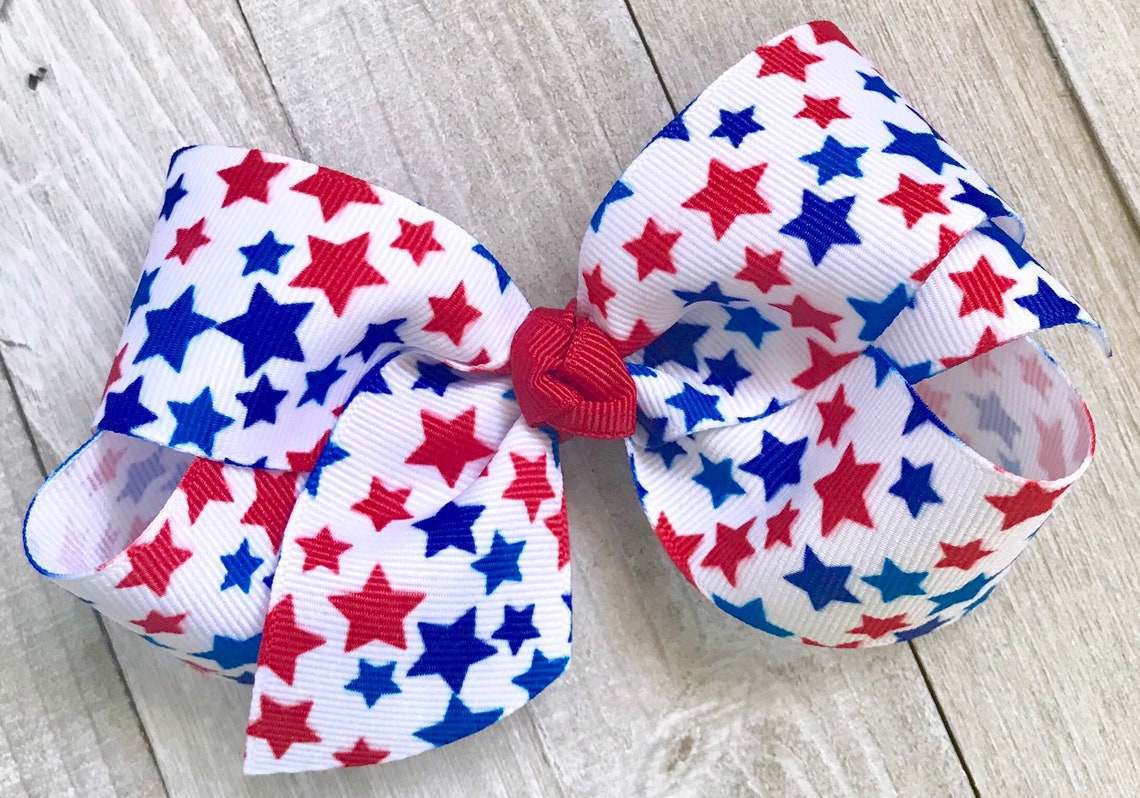 Patriotic Red & Blue Stars Hair Bow Hair Bows Bows for - Etsy