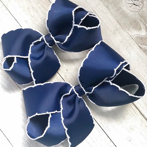 Navy Blue Hair Bow - Etsy