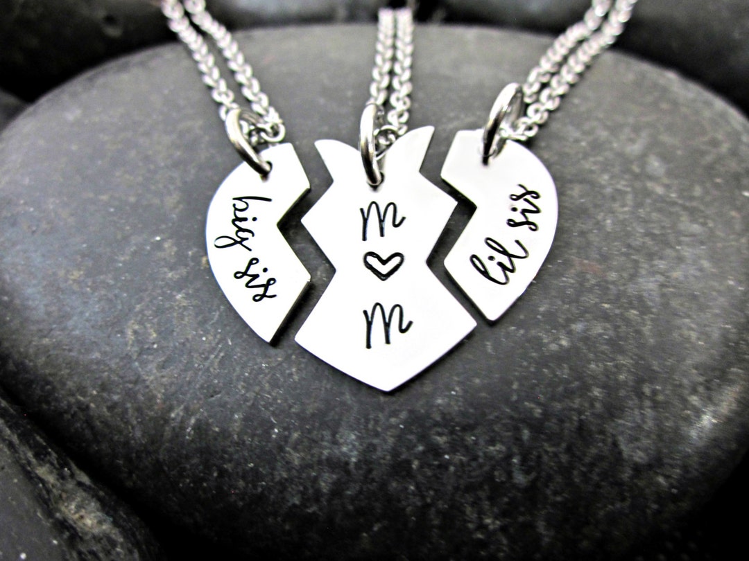 Big Sis Mom Lil Sis Matching Sister Necklaces Big Etsy