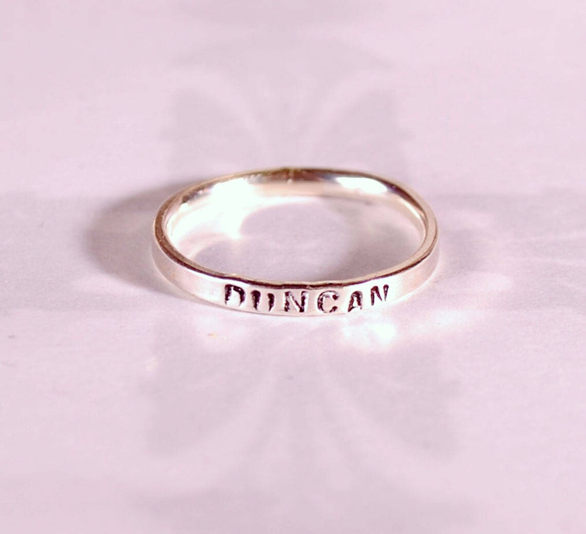 Stamped Name Ring Stackable Rings Personal Jewellery | Etsy