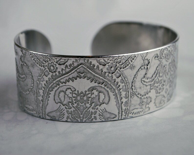 Indian Floral Design Embossed Cuff Silver Aluminium - Etsy