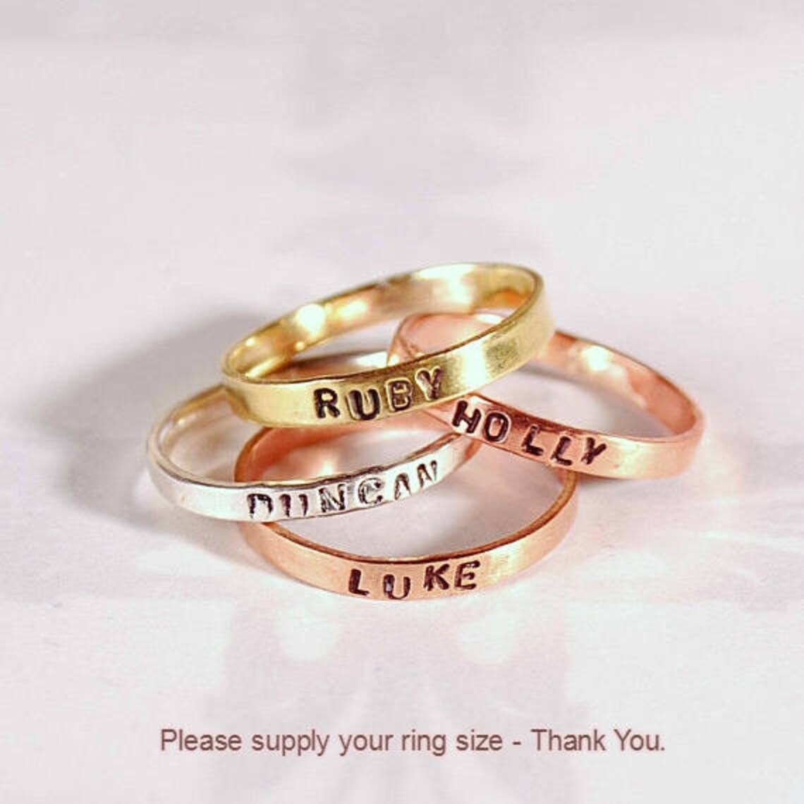 Stamped Name Ring Stackable Rings Personal Jewellery | Etsy