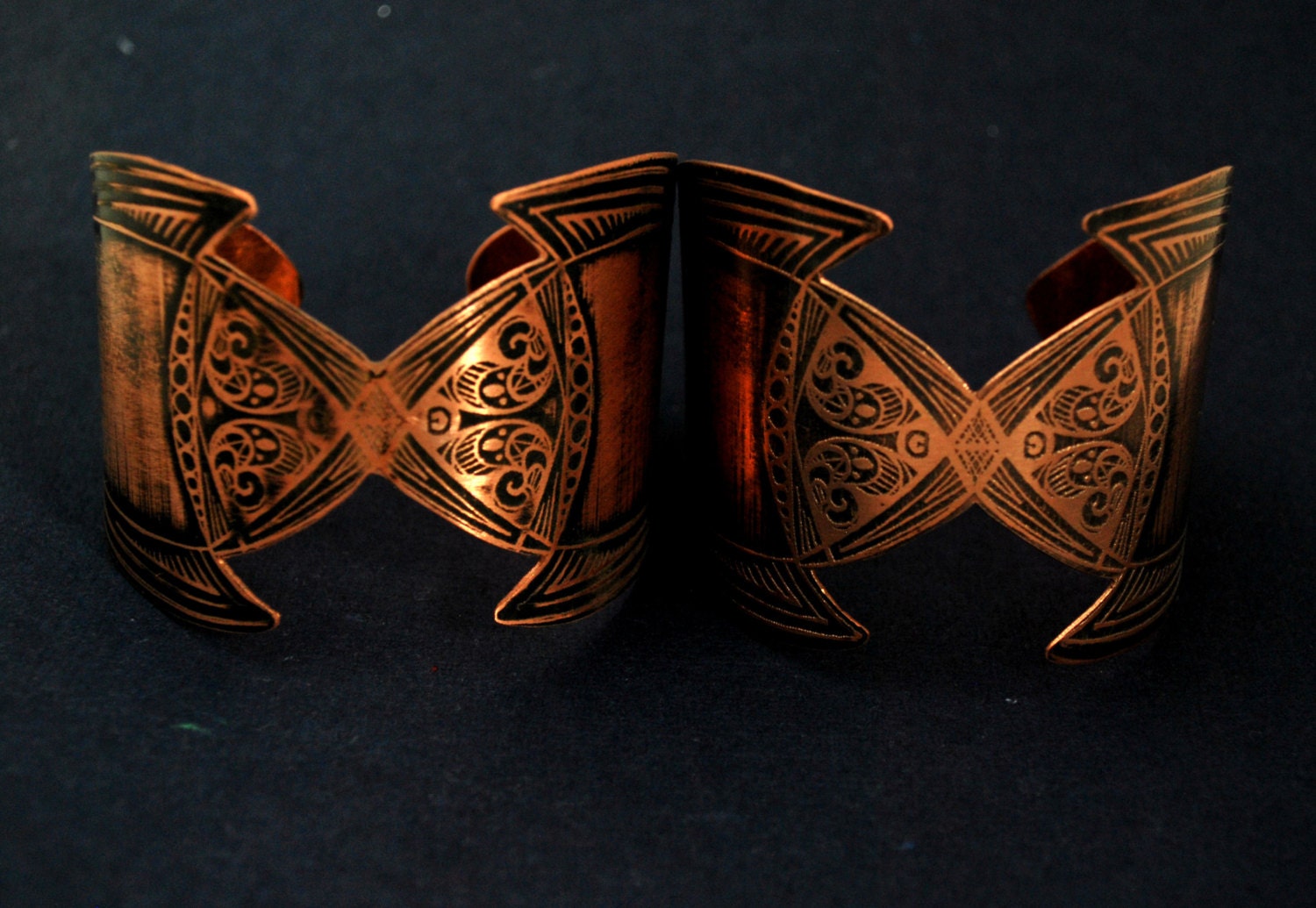 Copper Etched Medieval Cuff Copper Elven Cuff Armour Cuff | Etsy