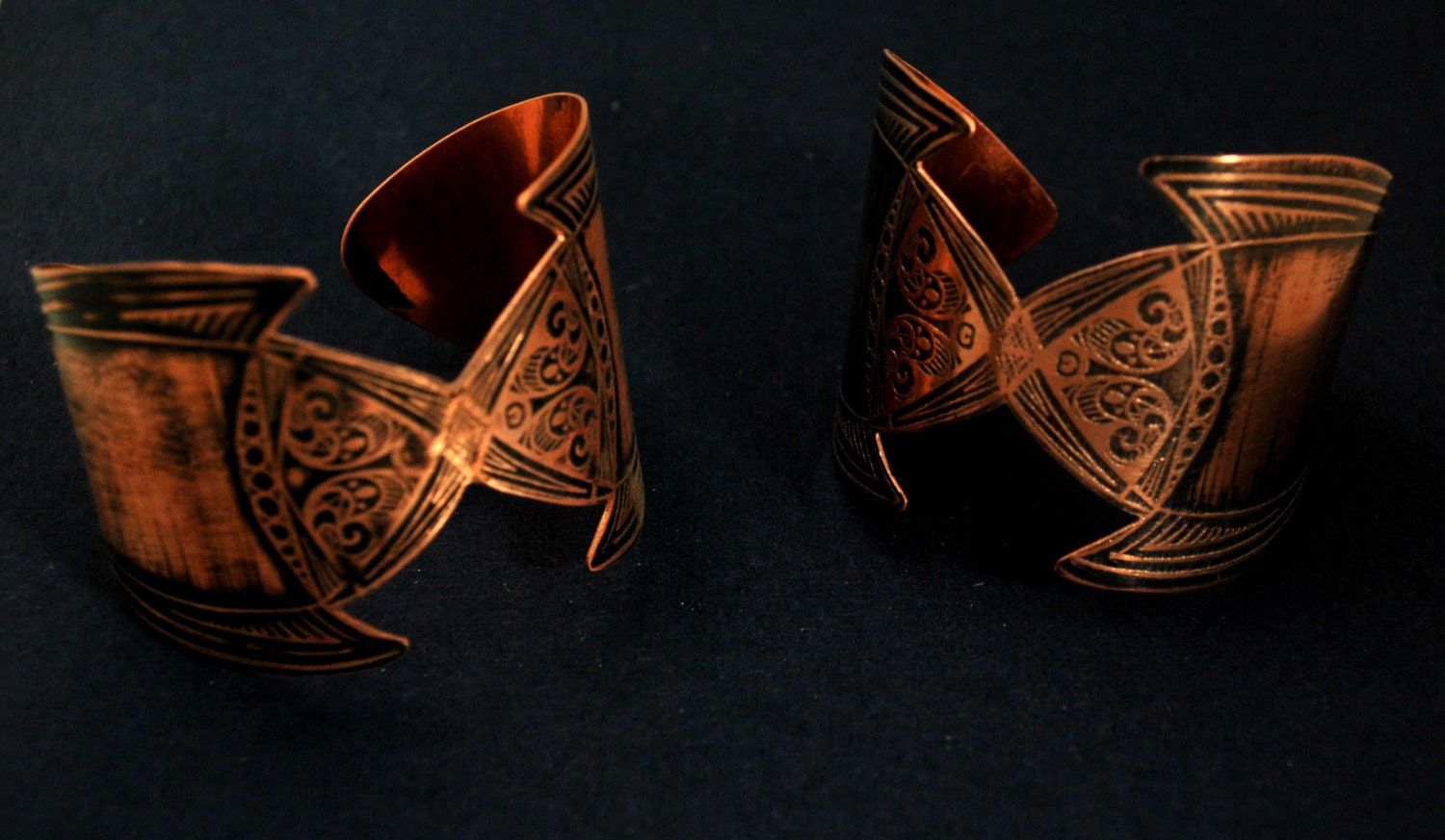 Copper Etched Medieval Cuff Copper Elven Cuff Armour Cuff | Etsy