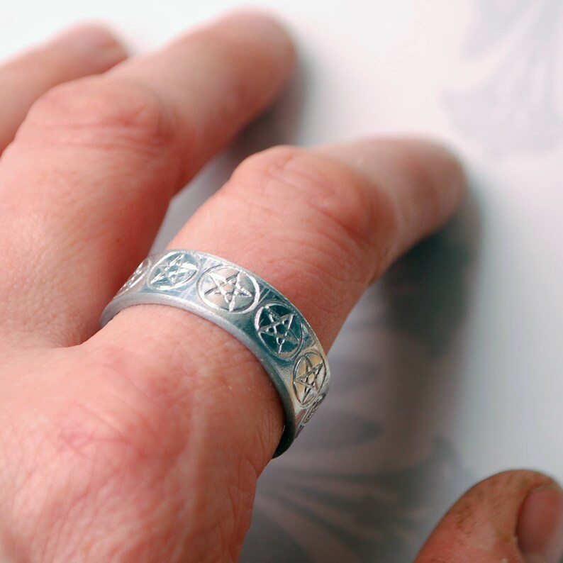 Pentacle ring pentagram ring halloween jewellery pagan | Etsy