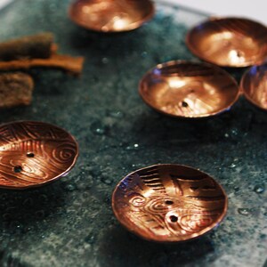 Handmade Copper Buttons- Spiral Copper Buttons - Large Etched Copper ...