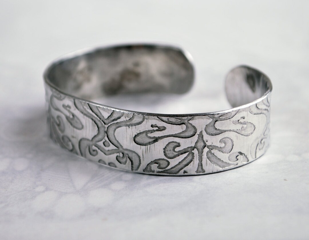Swirl Design Embossed Cuff Silver Aluminium - Etsy