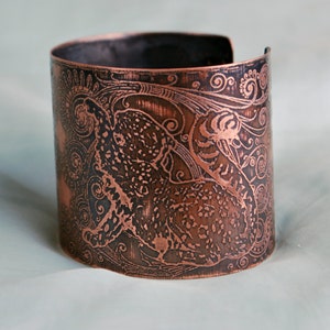 Decorative Snow Leopard Cuff, Vintage Design Leopard Copper Bracelet - Etsy