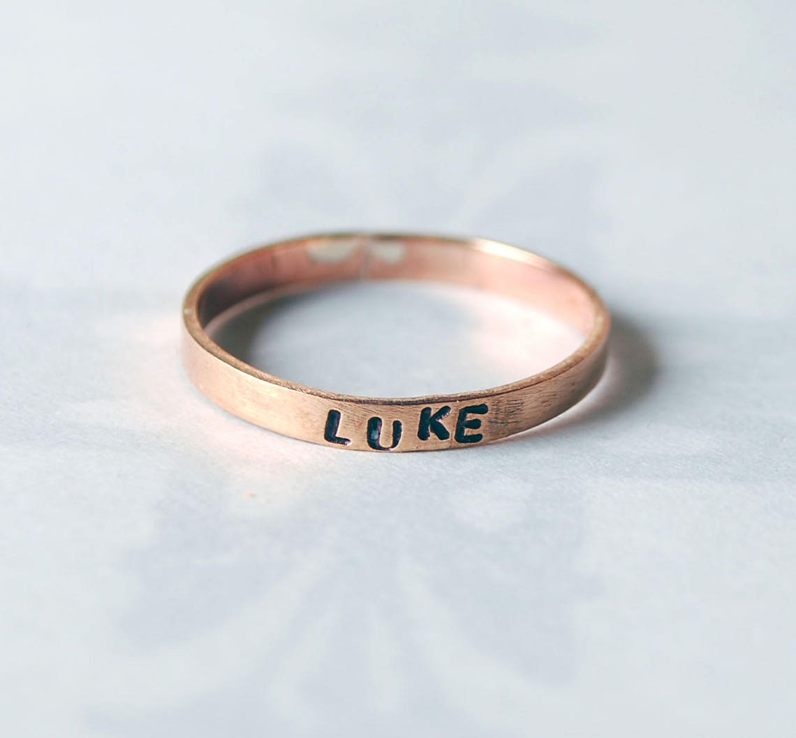 Stamped Name Ring Stackable Rings Personal Jewellery | Etsy
