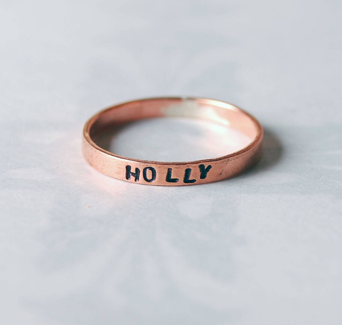 Stamped Name Ring Stackable Rings Personal Jewellery | Etsy