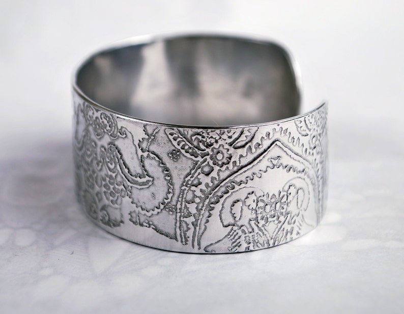 Indian Floral Design Embossed Cuff Silver Aluminium - Etsy