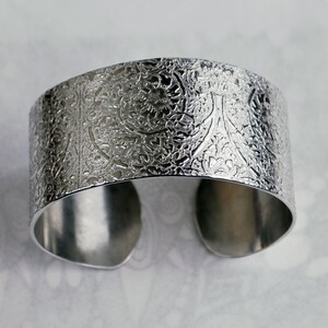 Embossed Silver Aluminium Cuff - Floral Spiral Design Embossed ...