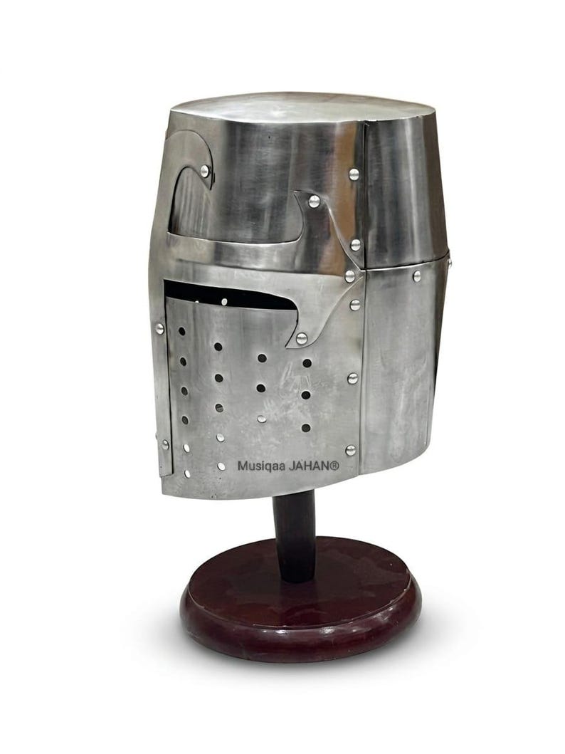 Medieval Helm Knight Helmet Replica With Wooden Stand – Steel Crusader ...