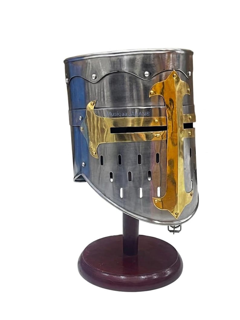 Steel Templar Knight Helmet Replica With Brass Cross Detailing ...