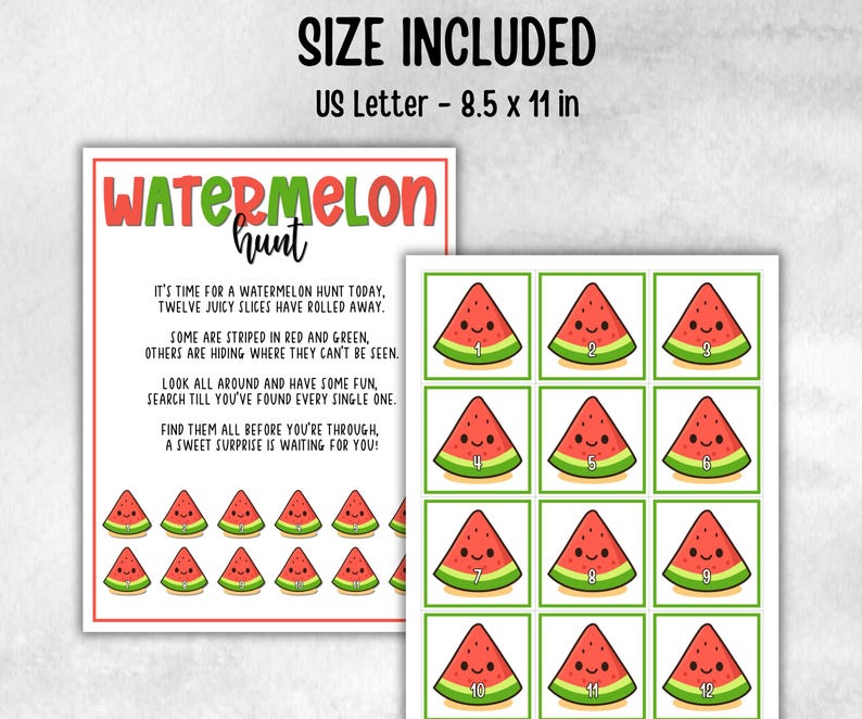 Watermelon Scavenger Hunt for Kids, Backyard Hunt, Fruits Themed Shower ...